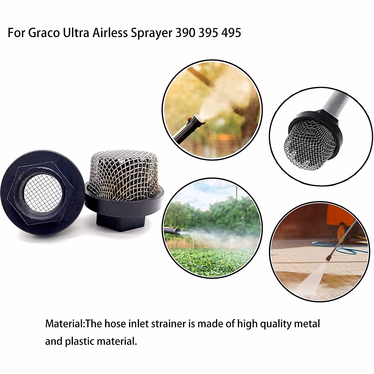 Powswopx 246385 Hose Inlet Strainer Filter Inlet Suction Strainer Mesh Filter for Graco Ultra 390 395 495 Airless Wagner Spraytech Titan Paint Pumps, Paint Spray Guns (2 Pack)