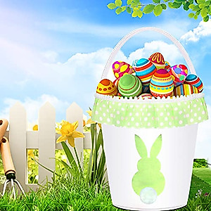 Doxrmuru Easter Basket for Kids Easter Bunny Basket Easter Gift Bags Eggs Hunt Cotton Bag Kids Easter Tote Bag Easter Decorations (Green)