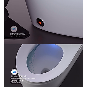 EUROTO Famous Classic 3858 – Upgraded One-Piece Dual Flush Toilet with Integrated Bidet, Auto Open/Close Lid, Heated Seat, Warm Dryer, Night Light, Foot Sensor, and Remote Control – White