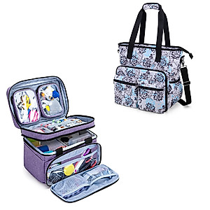 BAFASO Double Layer Sewing Accessories Organizer with 2 Detachable Pouches Bundle Multifunctional Tote Bag