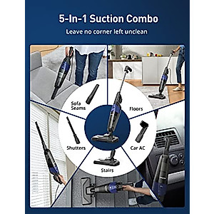 Aspiron Stick Vacuum Cleaner, Small Vacuum Cleaner with 20kPa Powerful Suction & 0.88QT Dust Cup and 32ft Power Cord, 5-in-1 Handheld Lightweight Bagless Vacuum Cleaner Carpet and Floor for Pet