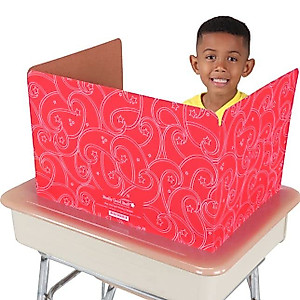 Really Good Stuff Standard Privacy Shields for Student Desks – Set of 12 - 3 Group Colors -Matte - Study Carrel Reduces Distractions - Keep Eyes From Wandering During Tests , Red, Blue & Green With Stars & Swirls Pattern