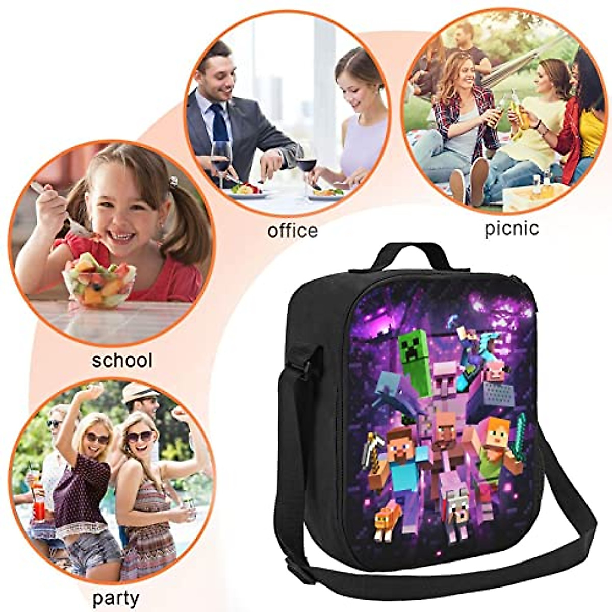 Exuatzs Kids Backpack for School,Game 17.3in Backpack Set for Teens Kids Boys, Lightweight Elementary Middle Bookbag for Students School Bookbag Set with Lunch Box and Pencil Case,3Pcs-A2