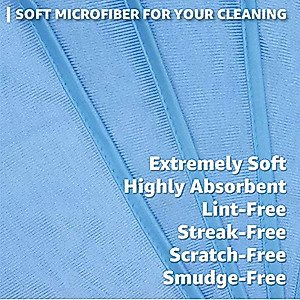 Silver Star Glass & Window Microfiber Cleaning Cloth – Reusable, Soft, Lint-Free, Streak-Free, Scratch-Free (Light Blue, 16" x 16", 6Pack)