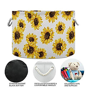 Sunflowers Toy Storage Basket for Nursery, Playroom, Kids, Dog Toys, Large Collapsible Fabric Organizer Bin for Living Room Home Office Apartment Laundry Room