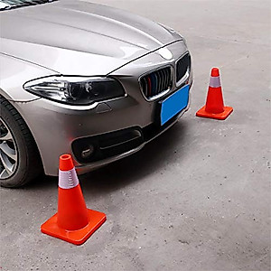 12 Pack 18" Traffic Cones Safety Road Parking Cones Weighted Hazard PVC Cones Construction Cones for Traffic Fluorescent Orange with w/4" Reflective Strips Collar Plastic Safety Signs (12)