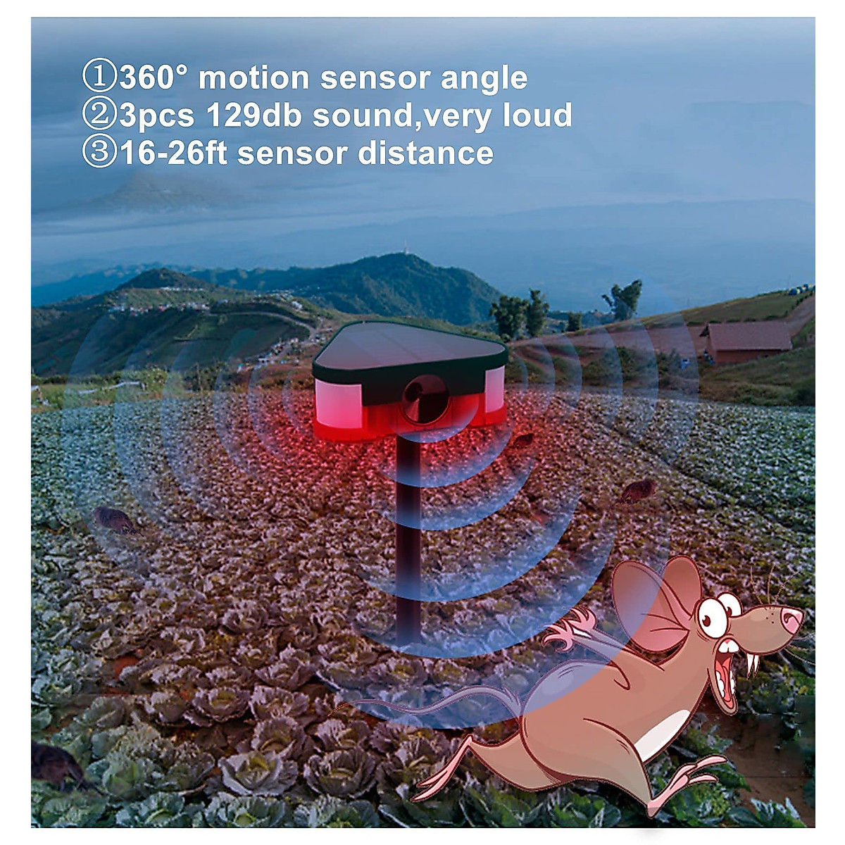 HULPPRE Solar Outdoor Motion Sensor Alarm-Upgraded 360° Motion Detector,3x129db Loud Siren Lamp, 4 Work Modes Strobe Light with Remote,Say Goodbye to The Unwanted Explorers