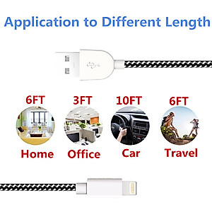 iPhone Charger Cable MFi Certified Lightning Cord 5Pack 3FT/6Foot/10Feet Sharllen Nylon Braided iPhone Charger USB Fast Charging&Syncing Wire Compatible iPhone12/11Pro/XS/Max/XR/X/8P/7/6/iPad White