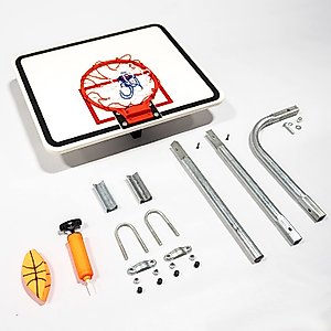 JumpKing Acc-UBSKU-Bolt Universal Adjustable Spring-Loaded Trampoline Attachable Basketball Hoop and Net with Inflatable Basketball, White