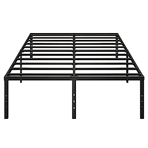 Besebay Full Size Bed Frame 14 Inch Heavy Duty Metal Frames with Steel Slats Support Ample Storage No Box Spring Needed, Easy Assembly, Noise Free, Black