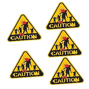 BESTOYARD 5pcs Halloween Warning Stickers Garden Decor for outside Zombie Decorations Luminous Halloween Sign Sport Stickers Halloween Decorations Sports Decorations Halloween Party Sticker