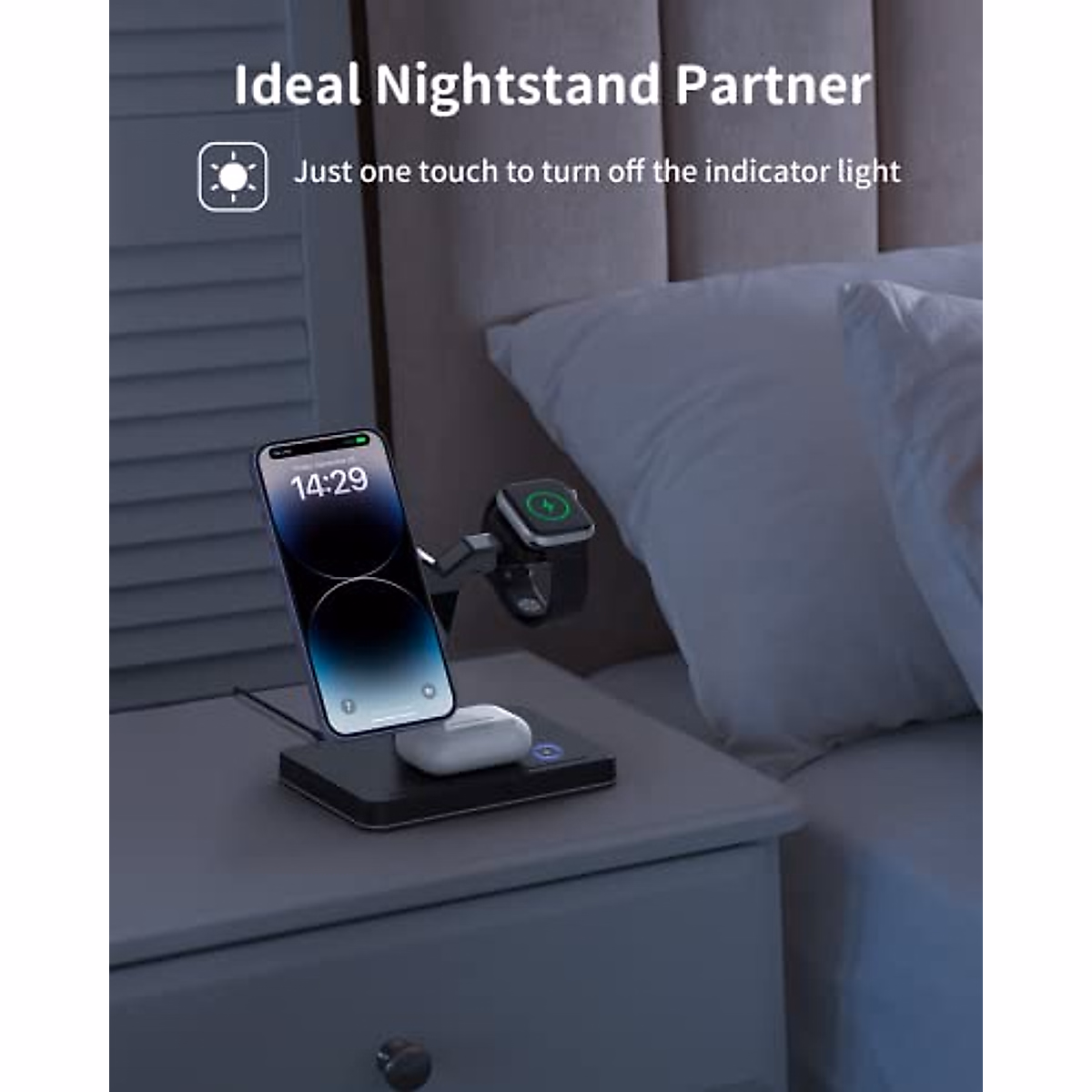 JoyGeek Mag Safe Charger with Stand, Magnetic iPhone Charger, 3-in-1 Wireless Charging Station for Apple iPhone 14/13/12 Series, iWatch Ultra/8/7/6, Airpods Pro, Upgraded Strong Magnets, More Stable