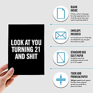 Funny 21st Birthday Card for men or women with envelope | Joke card for someone who is turning 21 years old | Original and unique present idea for son, daughter.