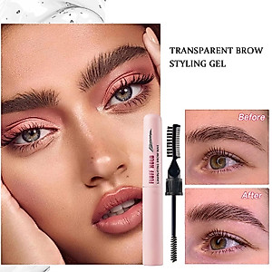 YALINCMOO Eyebrow Gel, Brow Styling Gel, Double-headed Brow Comb Eyebrow, Waterproof and Antiperspirant Eyebrow Gel Eyebrow Shape can be Defined Naturally