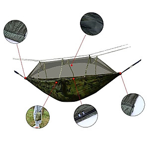 Camping Hammock with Mosquito Net,1-2 Lightweight Portable Outdoor Camping Hammock Nylon Hammock Tent with Tree Straps for Indoor, Camping, Hiking, Backpacking, Beach,Backyard,Pink and Sky Blue