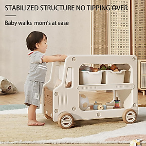 Deer COCO Toy Organizers And Storage For Kids, 2 Layers Toy Storage Cabinet Toy Chests With Bins Multipurpose Bookcase For Nursery, Playroom, Bedroom, Living Room （Tan/No Blockes