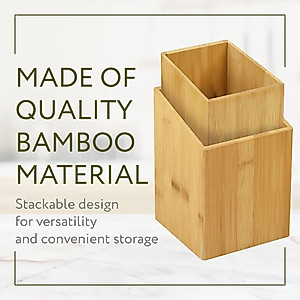 [2 Sizes] Deep Bamboo Cutlery Organizer for Clutter-Free Kitchen – Stylish Kitchen Utensil Organizer for Elegant Display – Sturdy Silverware Holder for Easy Accessibility – Countertop Cutlery Holder