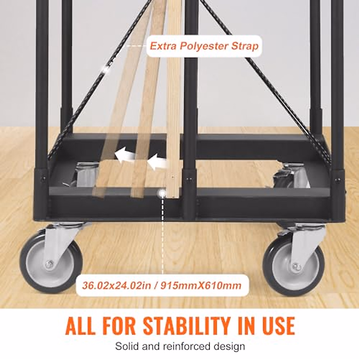 VEVOR Steel Panel Truck, 1500 LBS Panel Dolly Cart with 5" Swivel Casters and 36.02" x 24.02" Deck, Heavy-Duty Drywall Sheet Cart, Handling Wall Panel, Sheetrock, Lumber for Garage, Home, Warehouse