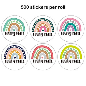 EKSPLODI Happy Mail Stickers for Business Small Shops Online, Small Business Stickers, Small Business Packaging Supplies, Envelope Seal Stickers, 1.4 Inch, 6 Unique Designs, 500 Pcs Per Roll.