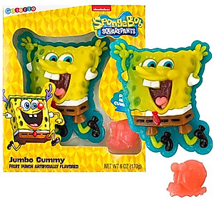 Spongebob Squarepants Gummy Candy with Mini Gary the Snail, Fruit Punch Flavored Party Favors, Christmas Gifts Stocking Stuffers for Kids, 6 Ounce