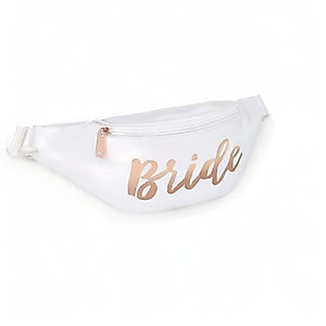xo, Fetti Bachelorette Party Bride Fanny Pack - Single Bag | White + Rose Gold Bridal Shower Decorations, Bride To Be Gift, Bach Favor