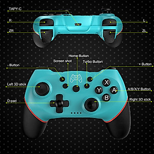 Diswoe Controller for Switch, Bluetooth Controller for Switch/Switch Lite, Wireless Controller with Turbo, Gyro Axis, Dual Shock and Motion Control, Easy and Long Game
