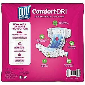 OUT! Pet Care Disposable Female Dog Diapers | Absorbent with Leak Proof Fit | Toy, 32 Count