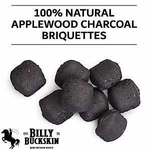 Billy Buckskin Co. Oak & Apple Charcoal Briquettes | Burns Hotter, Longer & Cleaner | 100% Natural Oak & Apple Wood | Prized Flavor Briquettes | Lights Easily | 6.5-Pound Bag