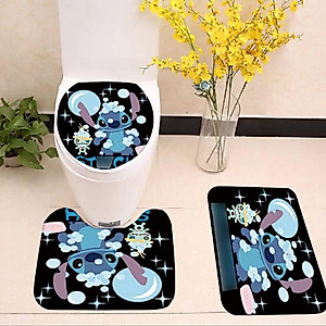 PJZGVZ 4 Pcs Shower Curtain Set with Non Slip Rugs, Toilet Lid Cover and Bath Mat, Shower Curtain with One Size