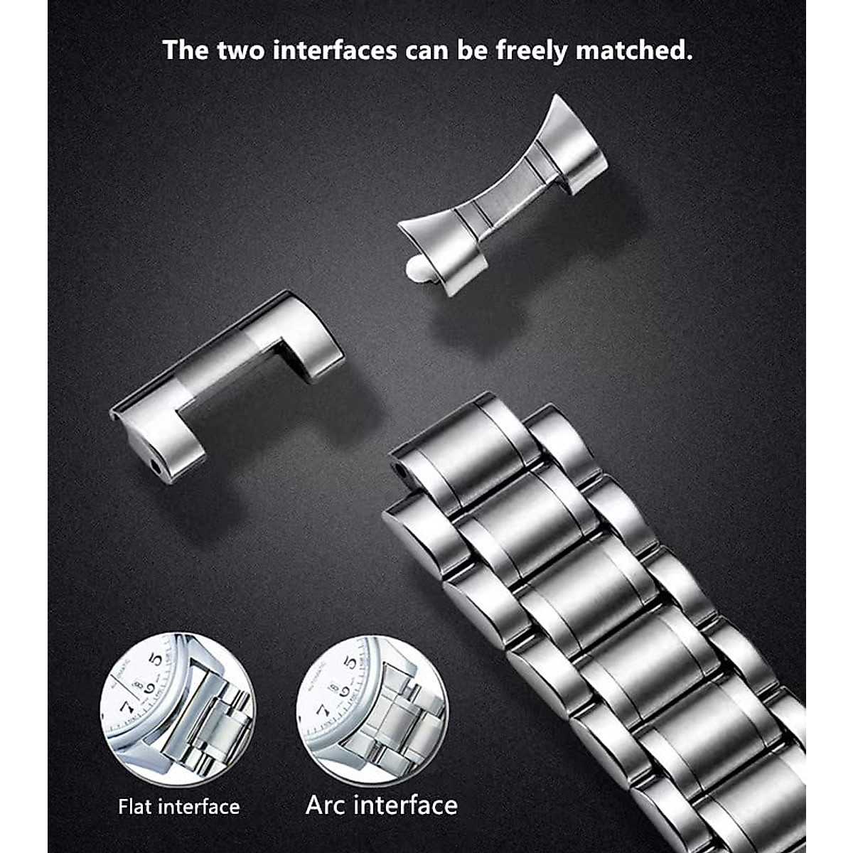 Niziruoup 22mm Stainless Steel Watch Band Universal Metal Watch Strap Smartwatch Replacement Band Men Women fit Most Traditional Watches, Stainless Steel, Gold