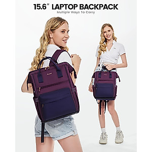 LOVEVOOK Laptop Backpack for Women, Teacher Nurse Work Bag Waterproof Fashion Travel Backpack Purse, 15.6 Inch Computer Backpack with USB Port