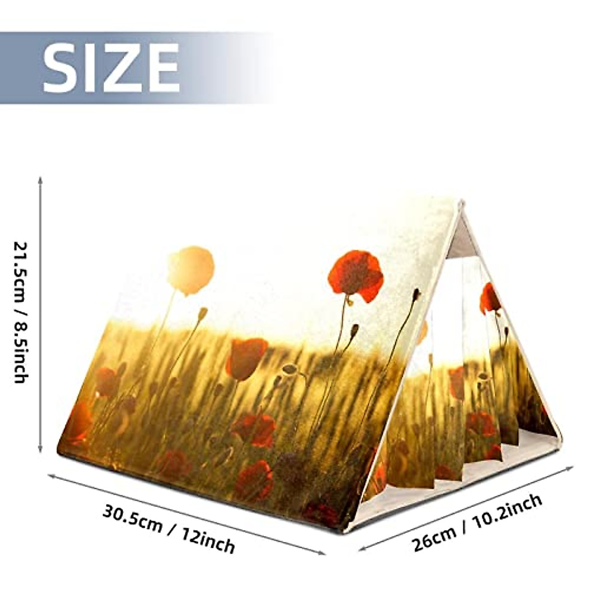 enheng Small Pet Hideout Sunset Poppy Grass Hamster House Guinea Pig Playhouse for Dwarf Rabbits Hedgehogs Chinchillas