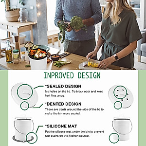 Compost Bin for Kitchen Counter, LALASTAR Small Metal Compost Bin Indoor Kitchen Sealed with Lid for Food Waste, Countertop Composter Container, White, 1 Gallon