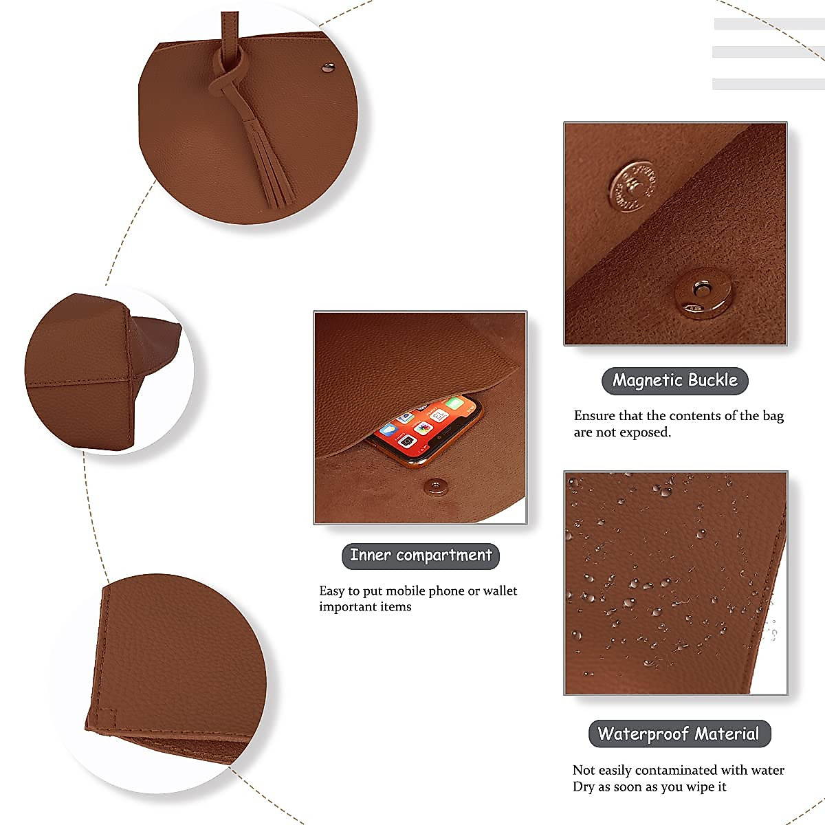 K.EYRE Women's Faux PU Leather Tote Shoulder Purses Bag for women, Big Capacity Tassel Handbag