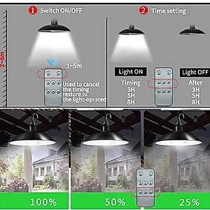 Aolyty Solar Pendant Light with Remote Control Dimmable Shed Light Waterproof Solar Powered Hanging Wall Light for Garden Yard Corridor Walkway Pathway Garage Driveway (Warm Light)