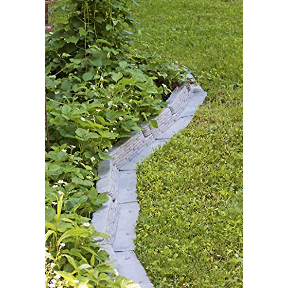 Emsco Group 2032HD Bedrocks Trim-Free Gray, 20 Feet – Natural Stacked Slate Design Garden Lawn Edging