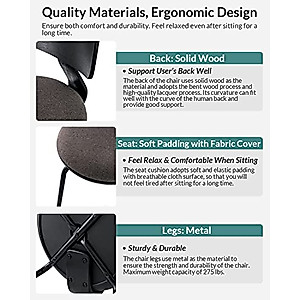 STARWAY Dining Chairs, Set of 2, Mid Century Modern Upholstered Chairs with Solid Wood Back & Sturdy Metal Legs, Modern Style Side Chairs Accent Chairs for Home, Bistro, Coffee Shops, 18.5", Black