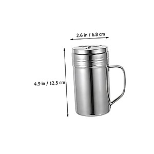 Housoutil 2pcs Seasoning Jar with Handle Glass Sauce Bottles Stainless Steel Containers Terrarium Salt and Pepper Shakers Storage Jar Seasoning Shaker Stainless Steel Pepper Shakers Salt Jar