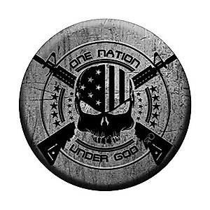 Tactical One Nation Under God Flag Skull AR-15 2nd Amendment PopSockets PopGrip: Swappable Grip for Phones & Tablets