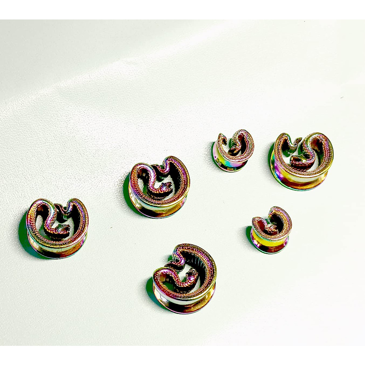 SUPTOP Snake Ear Plugs and Tunnels for Women Unique Ear Saddles for Men Gold Ear Tunnels Size 0 Gauges Stretched Ears