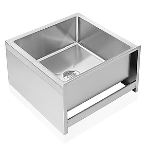 GRIDMANN Stainless Steel Floor Mop Sink - 19" x 22" x 12" with Backsplash, NSF Certified