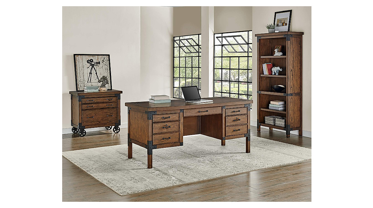 Martin Furniture Half Pedestal Desk in Brown - Elegant & Functional