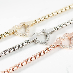 Rose Gold Crystal Heart, Lauren's Hope Medical ID, Bracelet Size = 7.5 inches, no gemstone