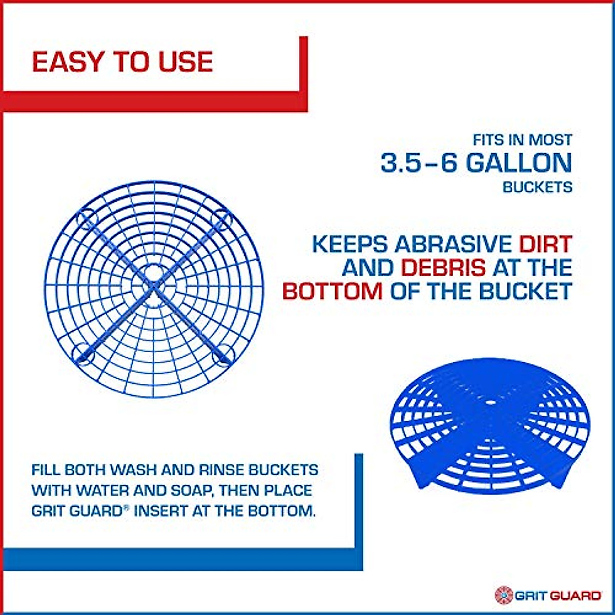 GRIT GUARD - The Original Grit Guard Insert Separates Grit From the Mitt (BLUE, 2 PACK)