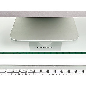 Monoprice Multimedia Desktop Stand 22 Inch x 9.5 Inch - Stand & Riser, Laptop Stand, Desktop TV Stand w/ Height Adjustable Legs - Workstream Collection, Clear