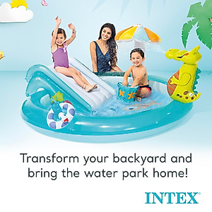 Intex Gator 6.6' x 5.6' x 4" Outdoor Inflatable Kiddie Pool Water Play Swim Center