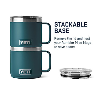 YETI Rambler 14 oz Stackable Mug, Vacuum Insulated, Stainless Steel with MagSlider Lid, Agave Teal
