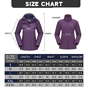 CAMELSPORTS Womens Ski Jackets Waterproof Fleece Snow Coat 3 in 1 Snowboarding Jackets Winter Warm Windbreaker Raincoat Outdoor