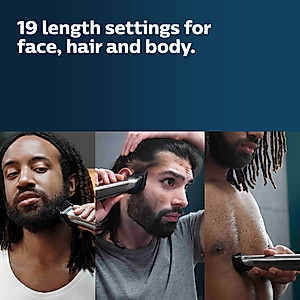 Philips Norelco Multigroom Series 9000 - 21 piece Men's Grooming Kit for beard, body, face, nose, ear hair trimmer w/ premium storage case, MG9510/60