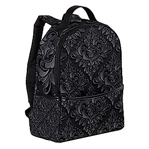 Dark Damask Pattern Elegant Luxury Geometric Texture Casual Mini Backpack PU Leather Travel Shopping Bags Daypacks